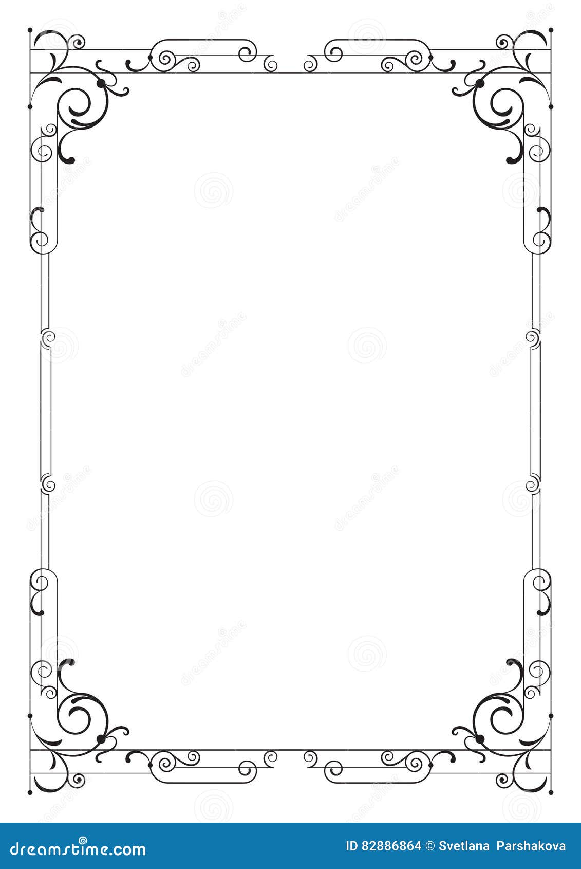 Marco Rectangular Negro Caprichoso Ilustración del Vector - Ilustración ...