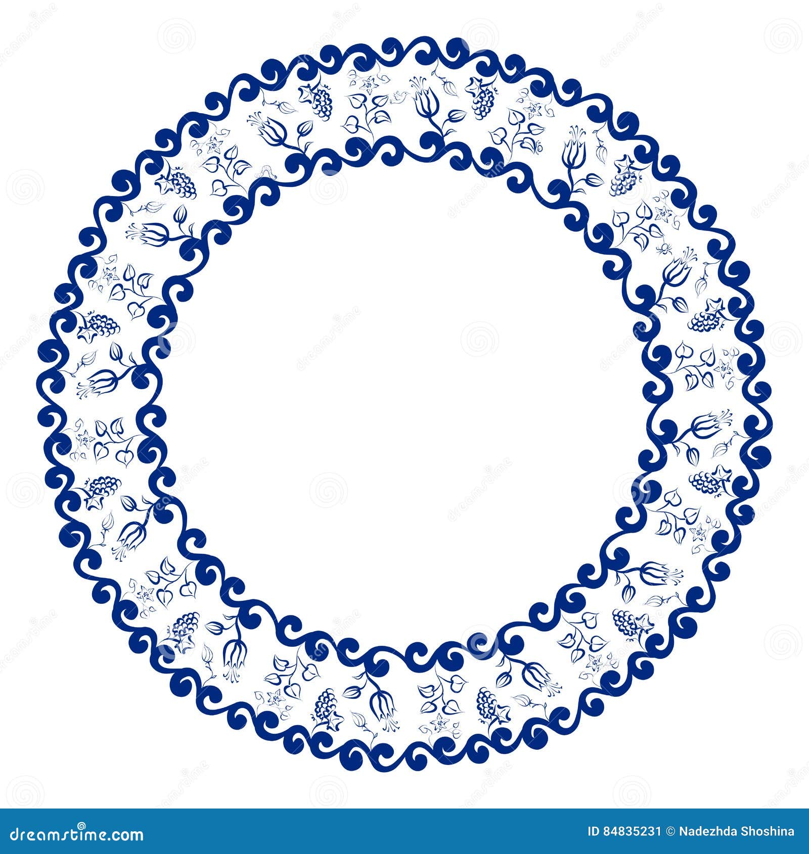 Marco redondo azul ilustración del vector. Ilustración de mandala ...