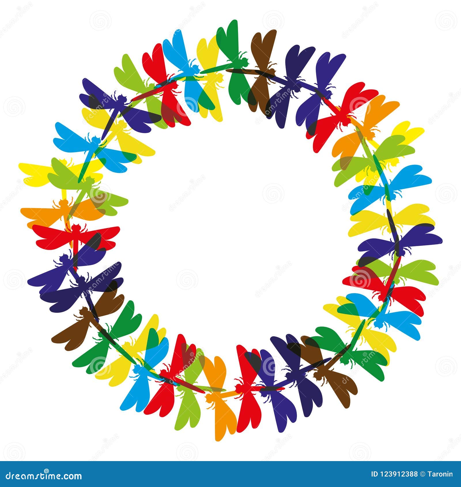 Marco Redondo De Libélulas Coloreadas Ilustración del Vector ...