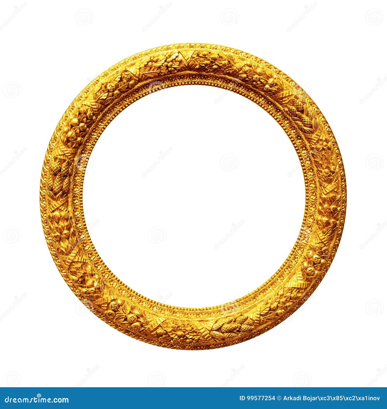 Marco Redondo Del Oro Aislado En Blanco Foto de archivo - Imagen de ...