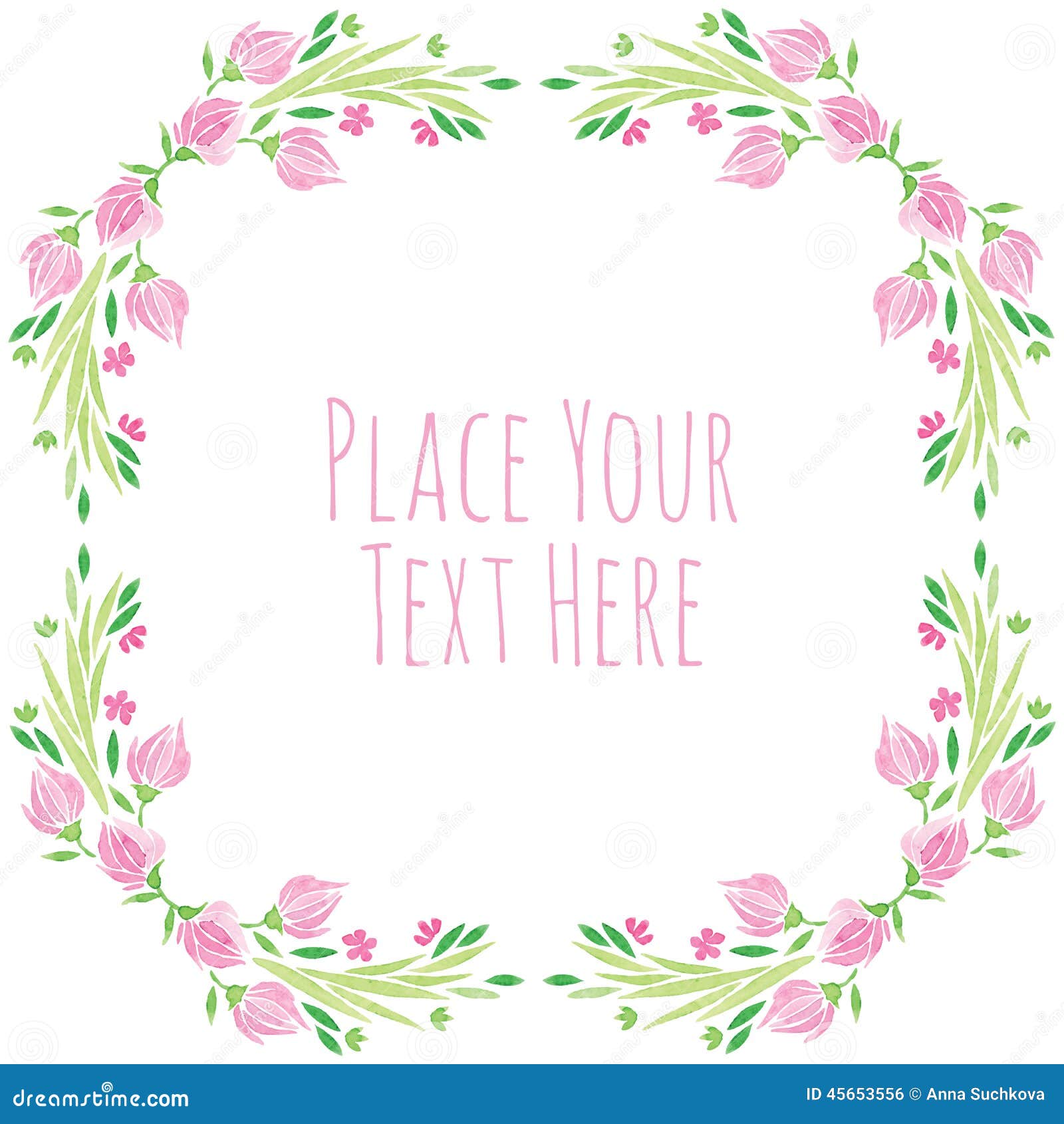 Marco Redondo Del Vector De La Acuarela - Flor Rosada Con Ilustración ...