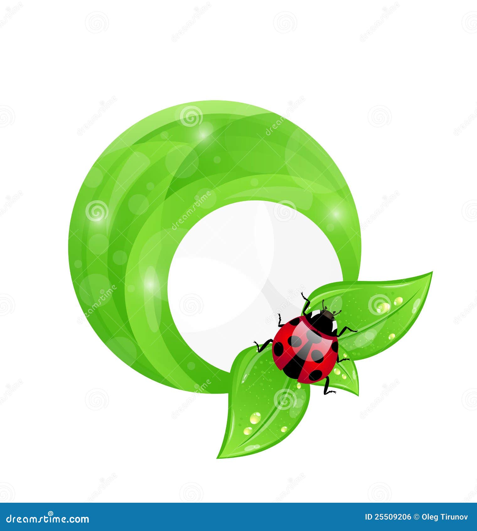 Marco Redondo Verde Con Los Elementos Y El Ladybug De La Hoja ...
