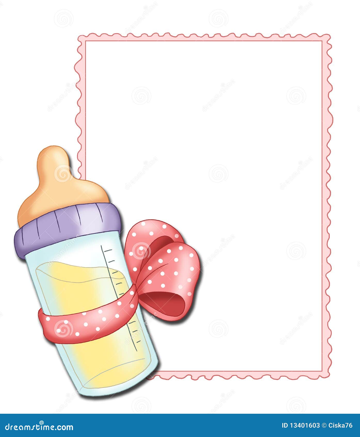 Marco Rosado Con La Botella De Bebé Stock de ilustración - Ilustración ...