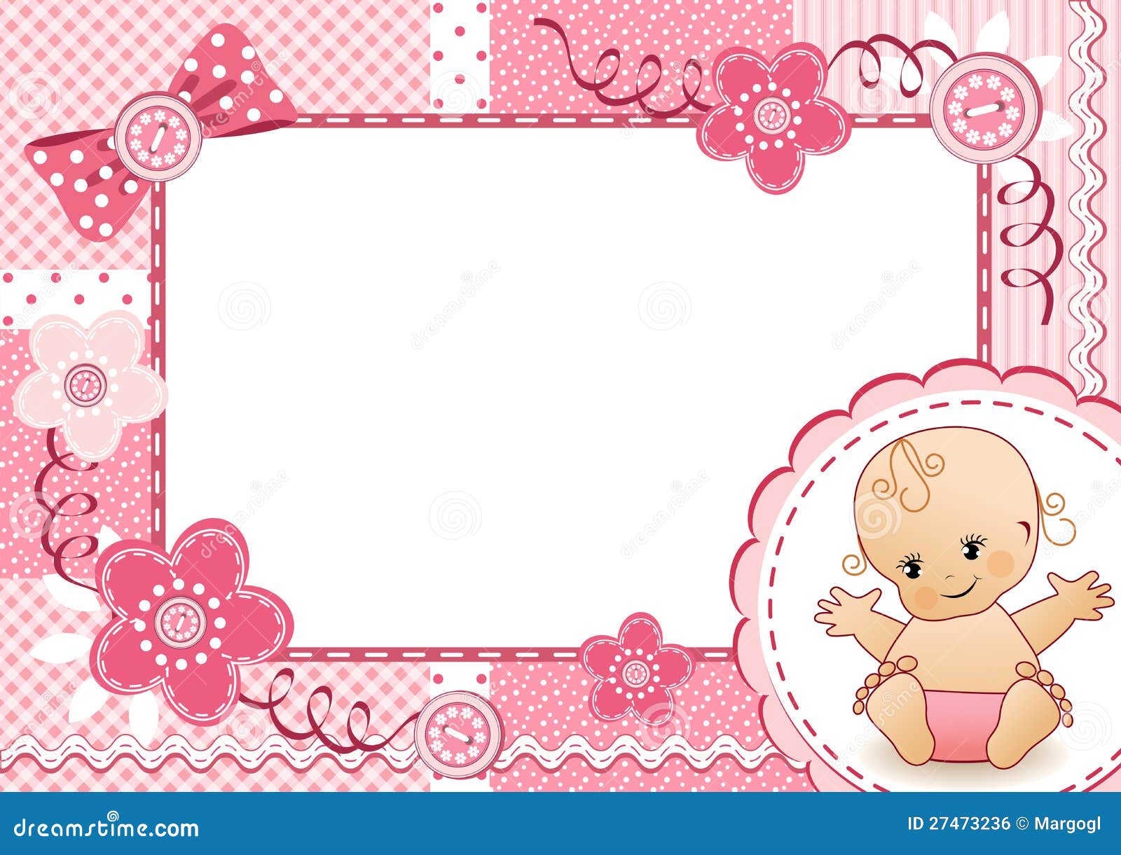 Marco rosado del bebé. ilustración del vector. Ilustración de foto ...