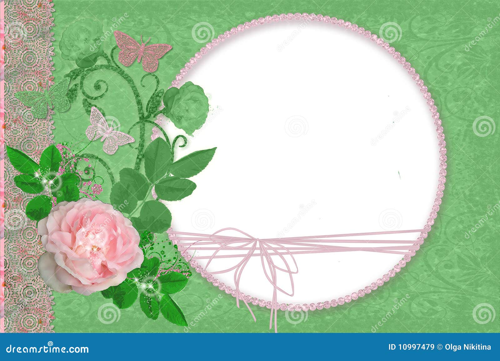 Marco verde con las rosas stock de ilustración. Ilustración de fondo ...