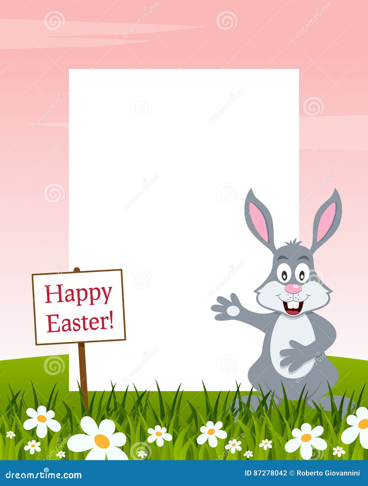 Marco Vertical Feliz De Pascua - Conejo Ilustración del Vector ...