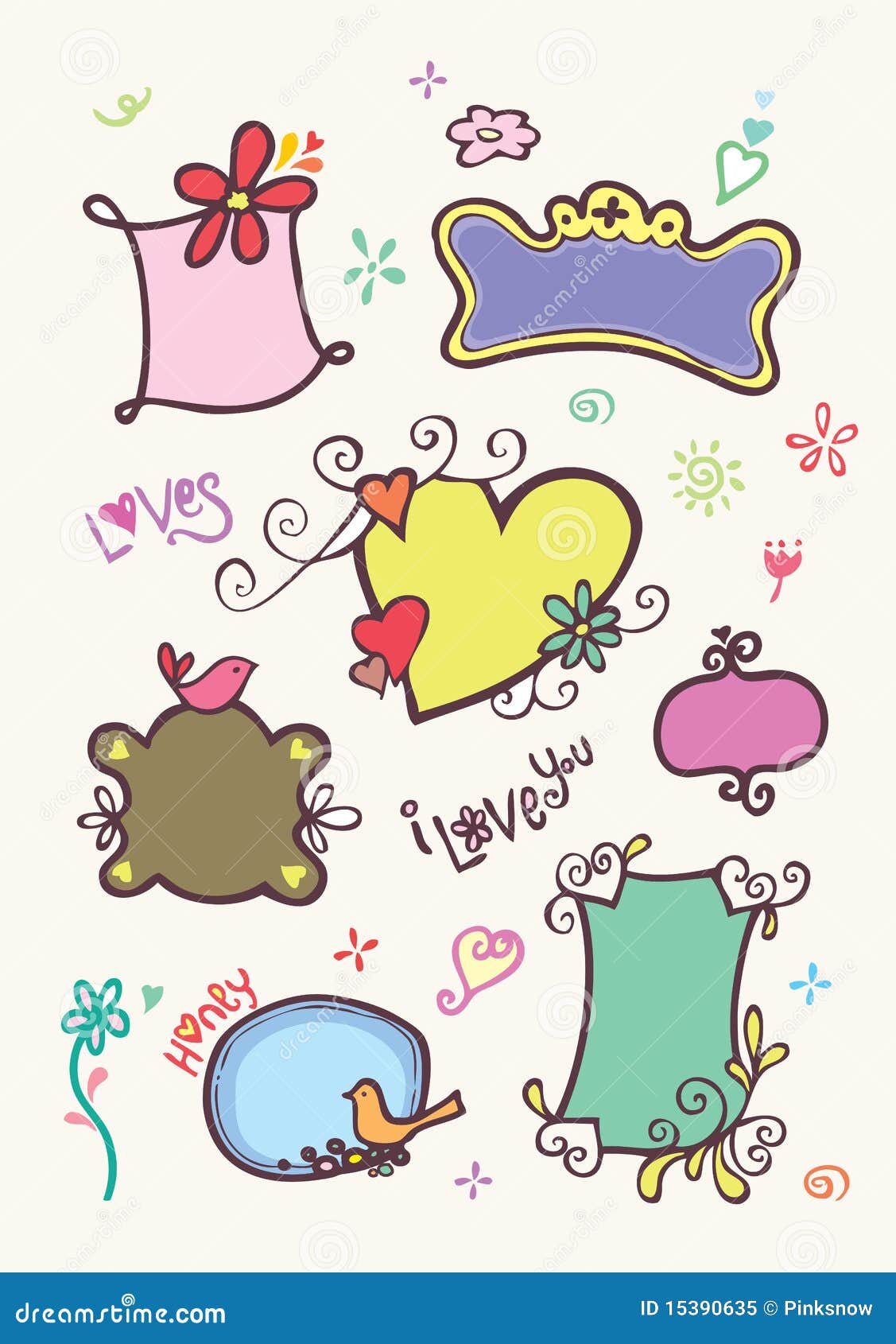 Marcos lindos del doodle ilustración del vector. Ilustración de arte ...