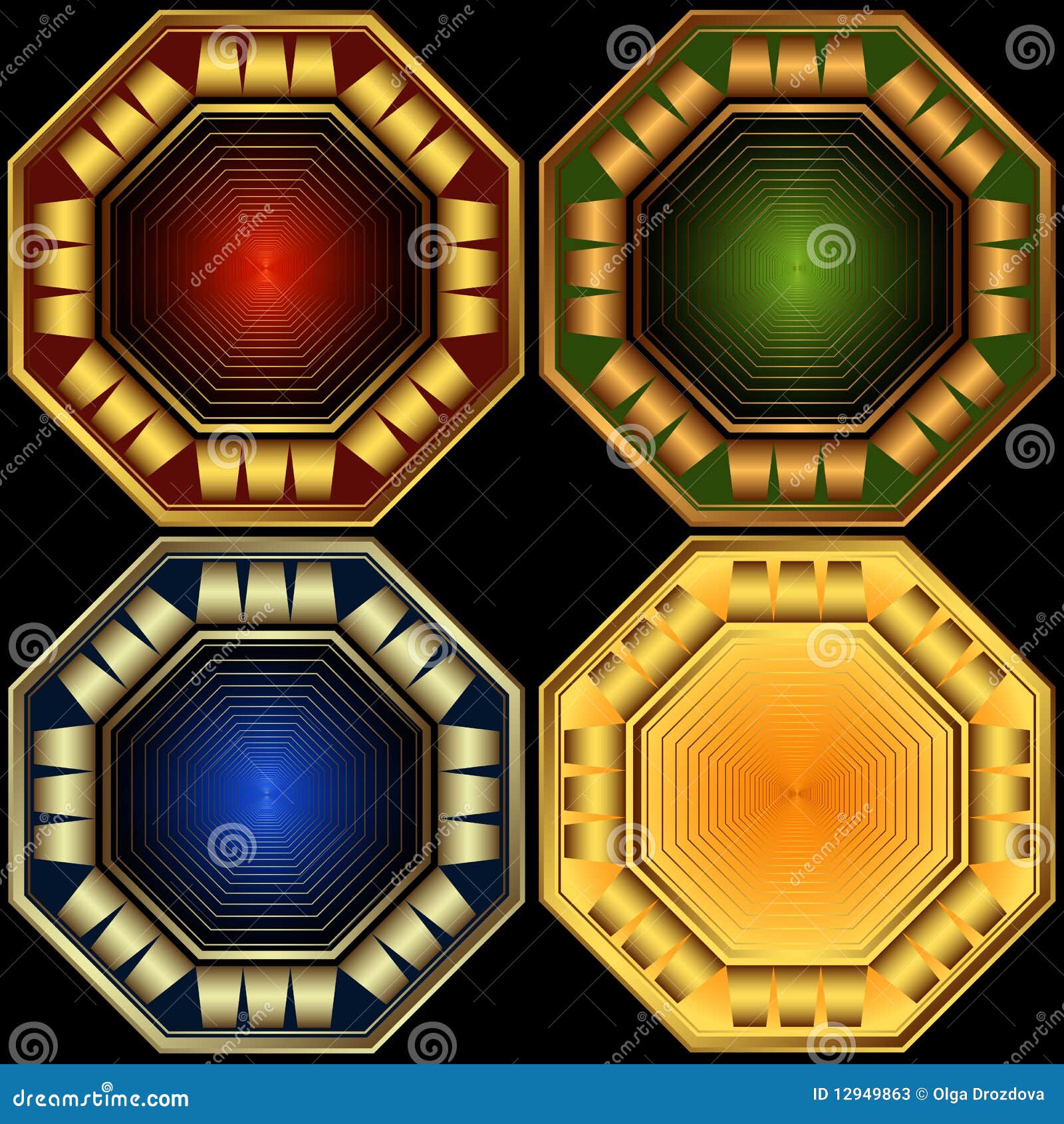 Marcos Octagonales Decorativos Determinados Ilustración del Vector ...