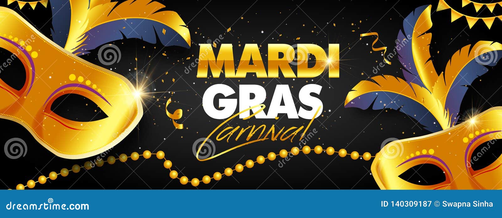 Mardi Gras banner design stock image. Image of confetti - 140309187