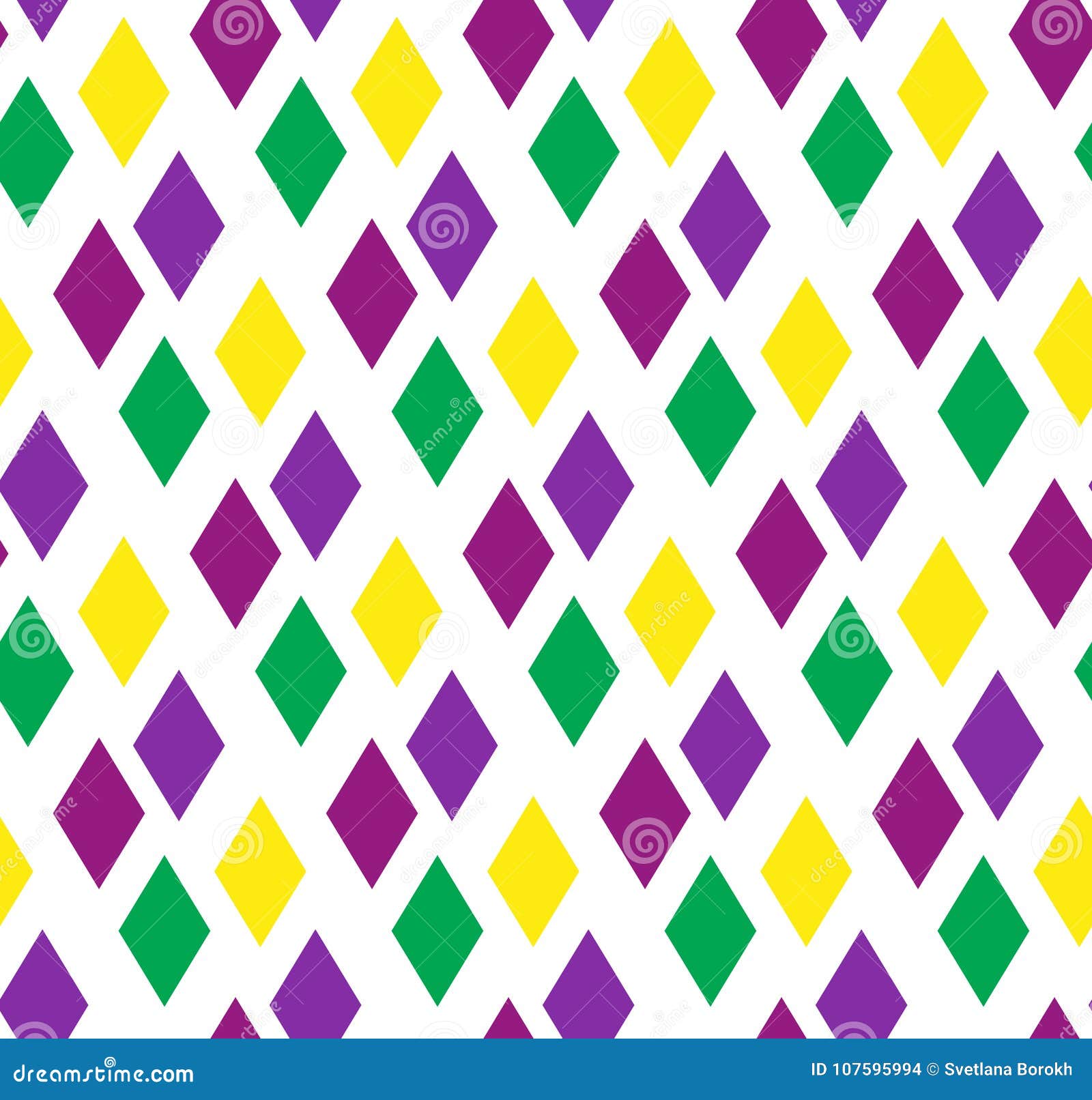 Mardi Gras Abstract Geometric Pattern. Purple, Yellow, Green Rhombus ...