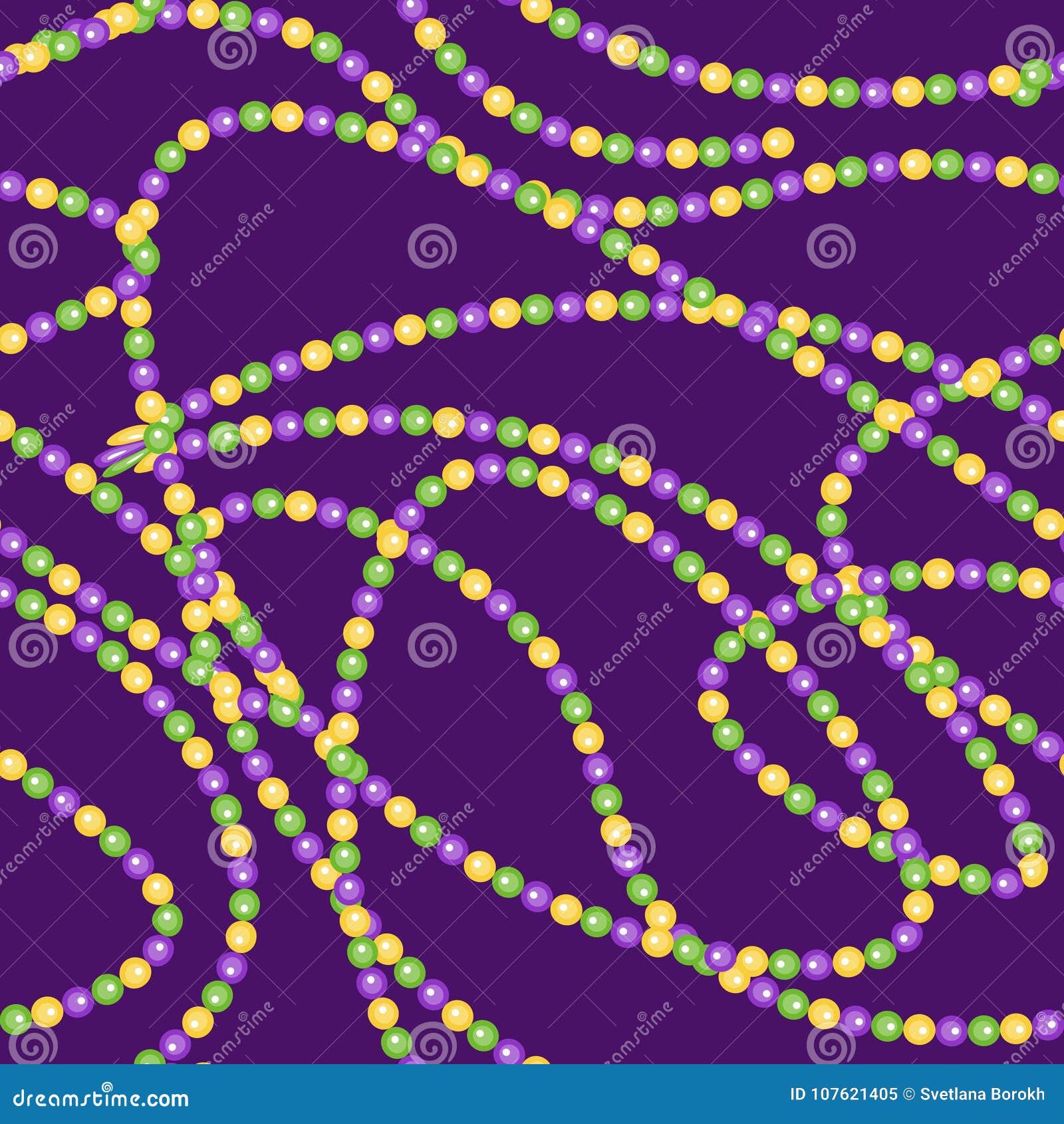 Mardi Gras Beads Seamless Pattern. Fat Tuesday Endless Background, a ...