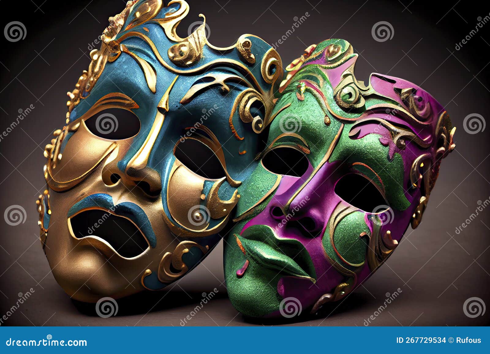 Mardi Gras Comedy Tragedy Masks Stock Illustration - Illustration of ...