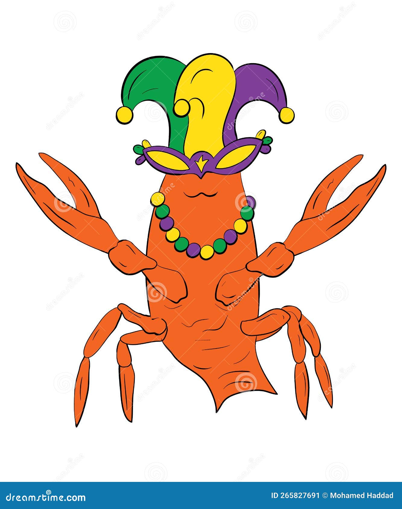 Mardi Gras Funny Crawfish stock vector. Illustration of tuesday - 265827691