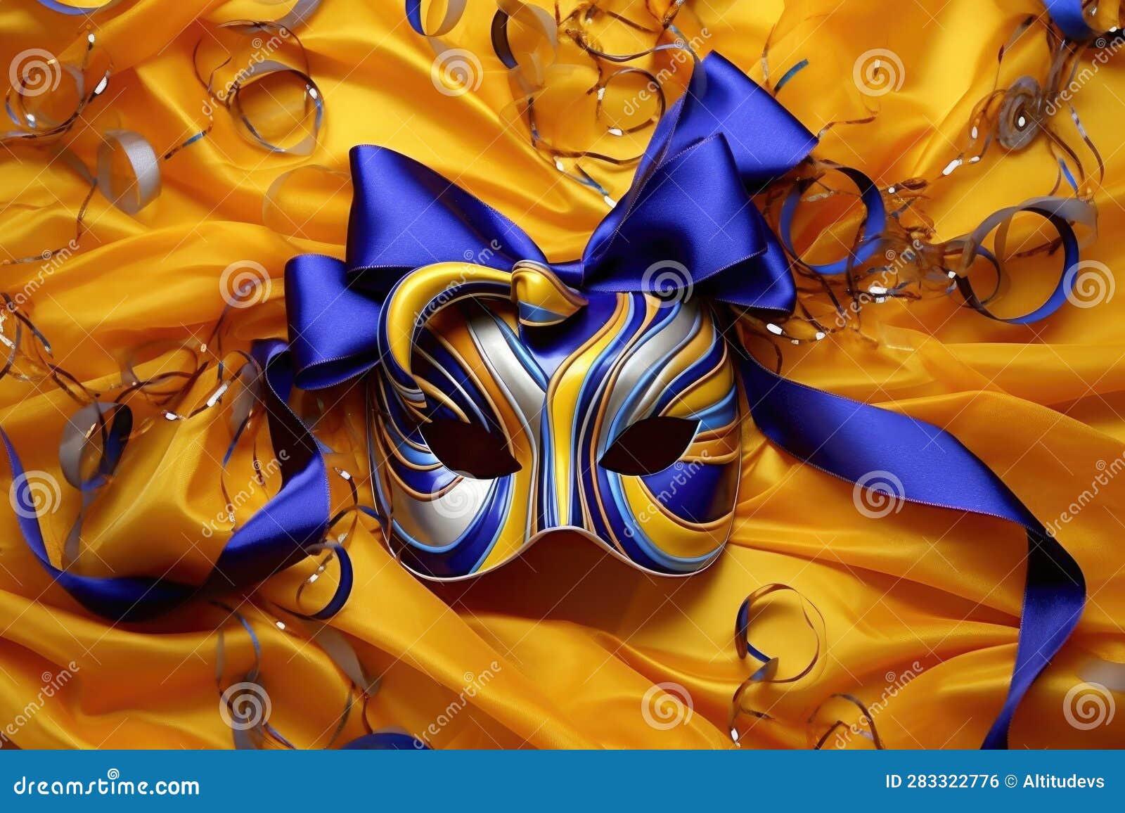 Mardi Gras Mask with Ribbons on Golden Surface Stock Photo - Image of ...