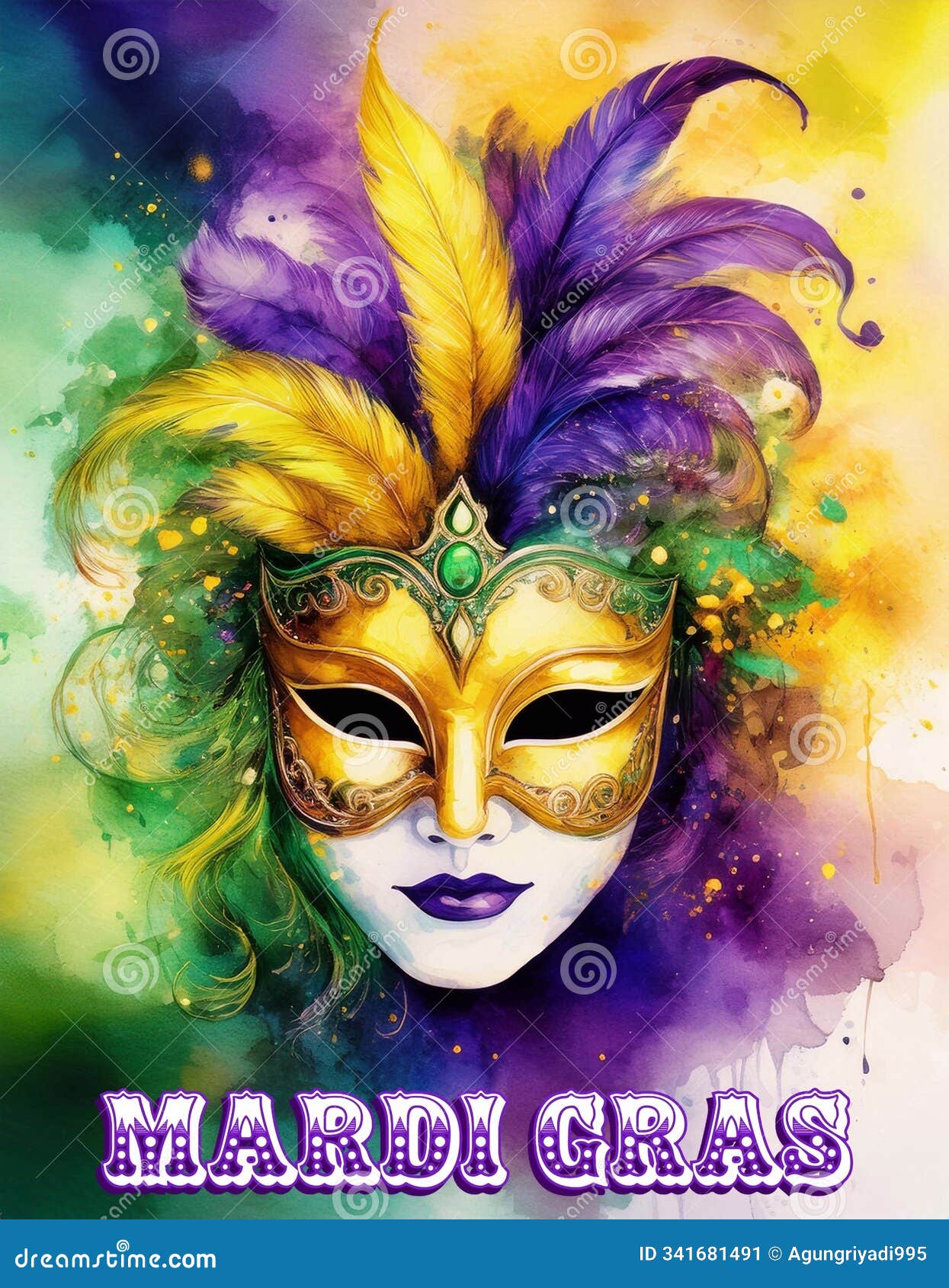 Mardi Gras Poster Design with Masquerade Mask Stock Illustration ...