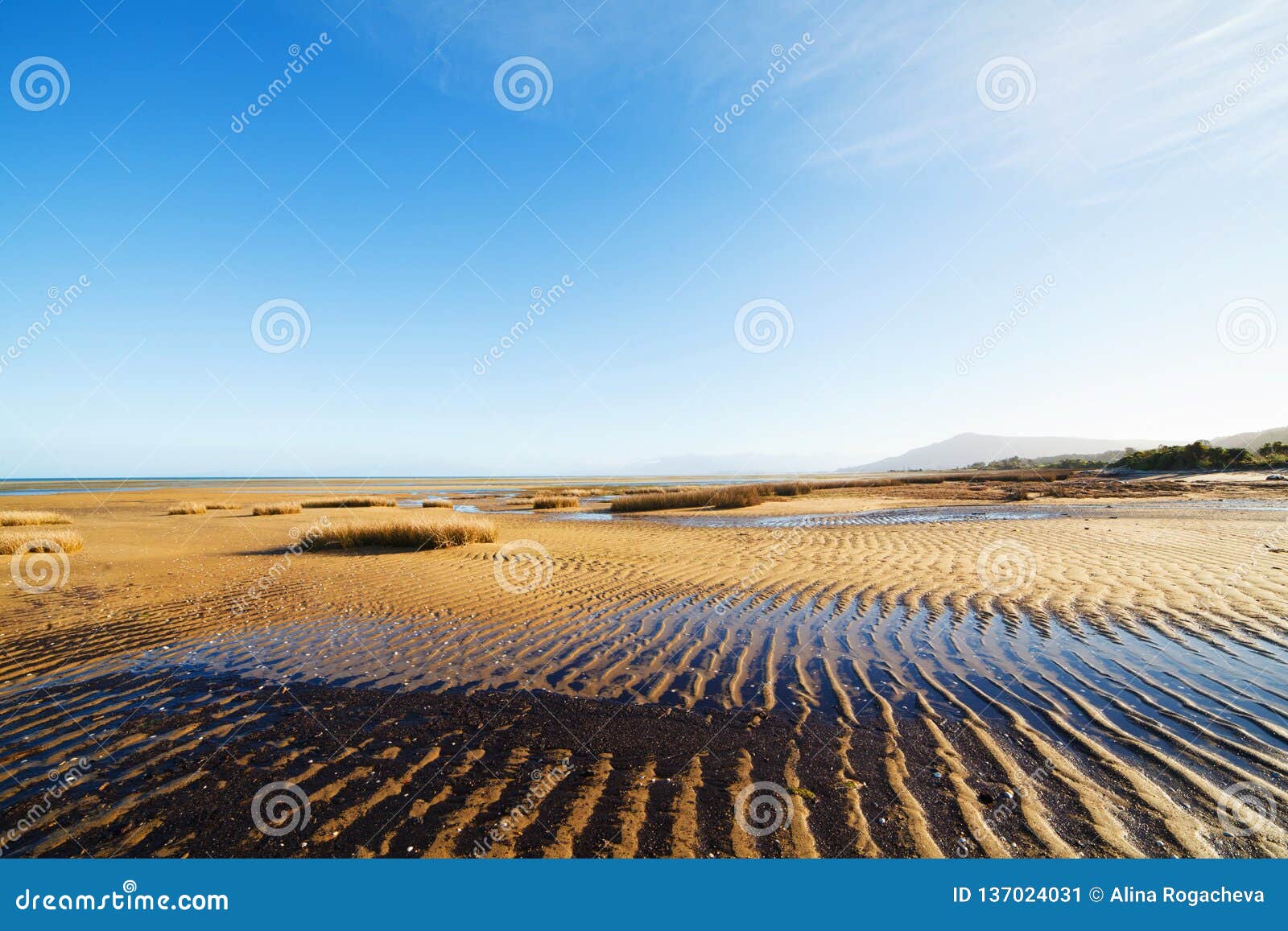 Marea Baja En El Mar Con El Cielo Azul Imagen de archivo - Imagen de ...