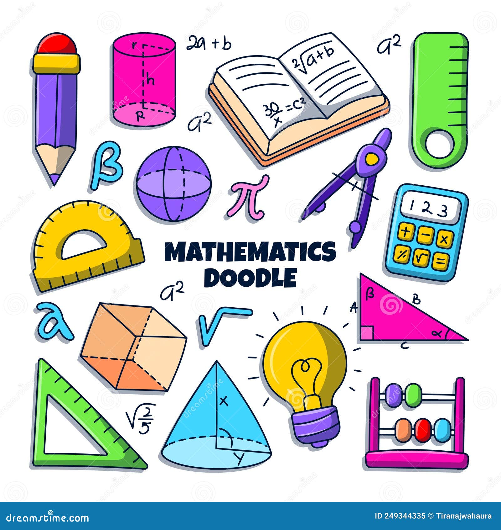 Mathematics Doodle Illustration with Hand Drawn Style Stock Vector ...