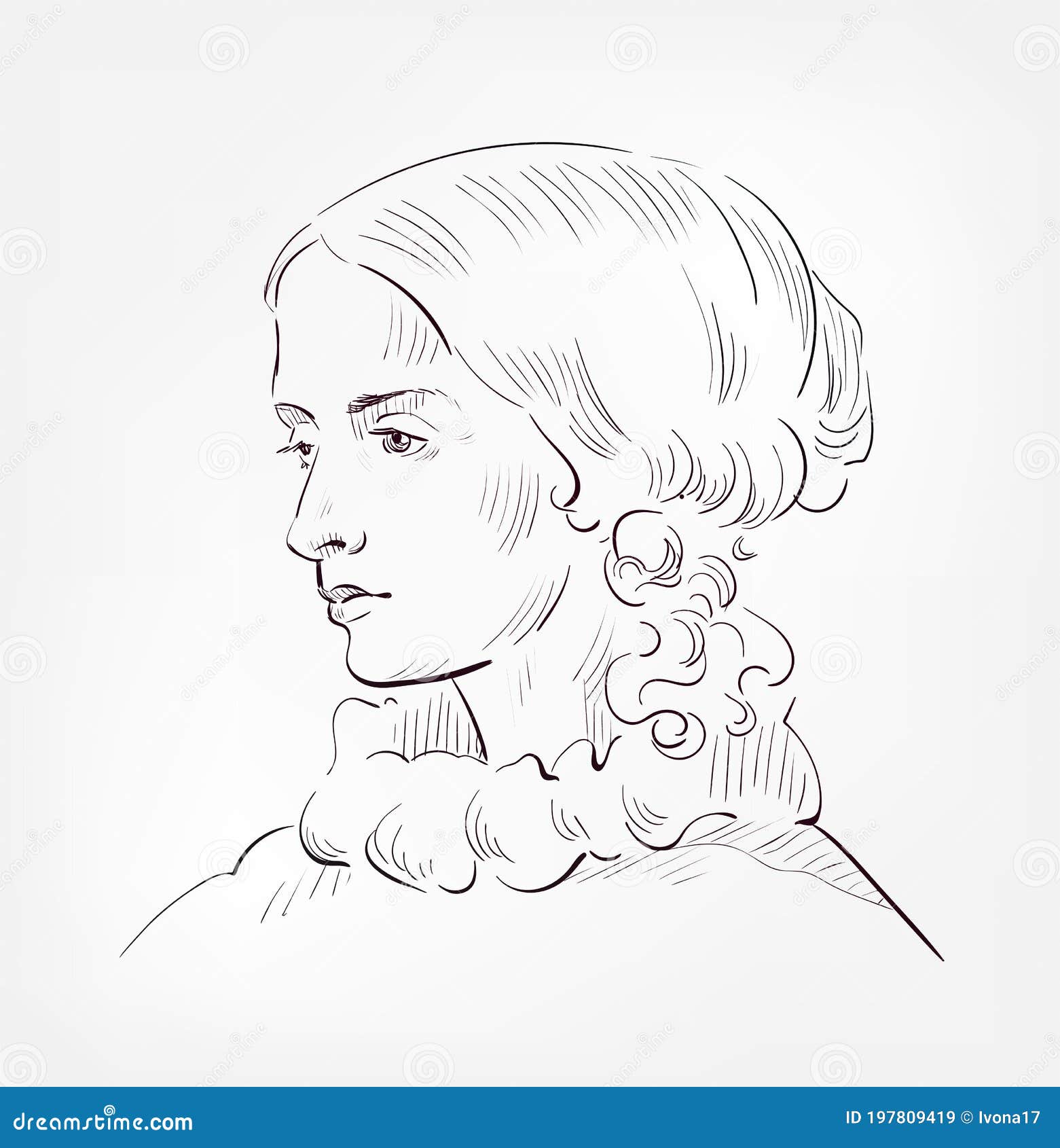 Margaret Fuller Vector Sketch Portrait Face Famous Editorial Stock ...