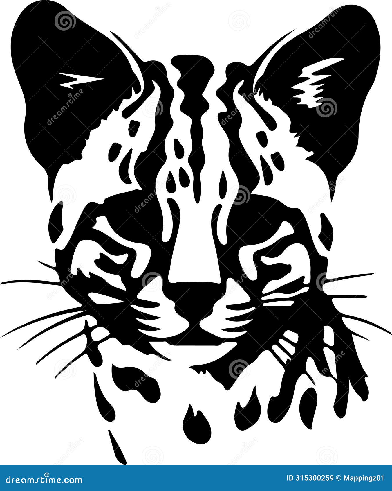 Margay Black Silhouette Generative Ai Stock Vector - Illustration of ...