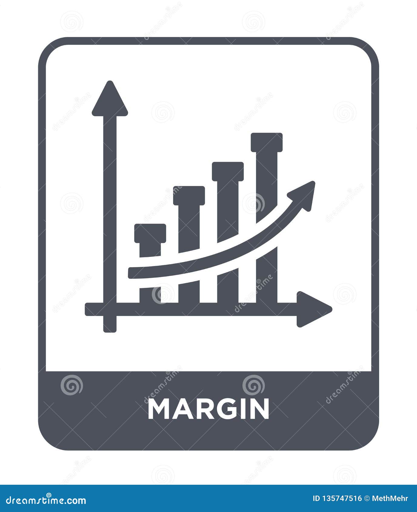 Margin Icon in Trendy Design Style. Margin Icon Isolated on White ...