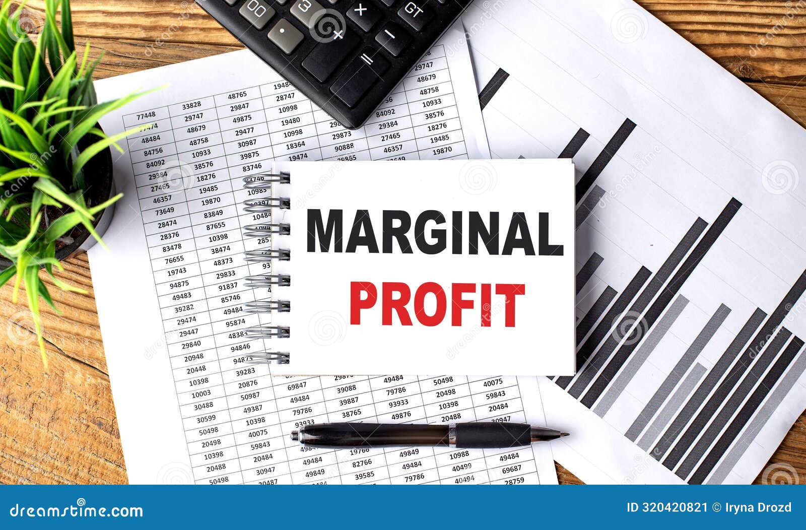MARGINAL PROFIT Text on Notebook on Chart with Calculator and Pen Stock ...