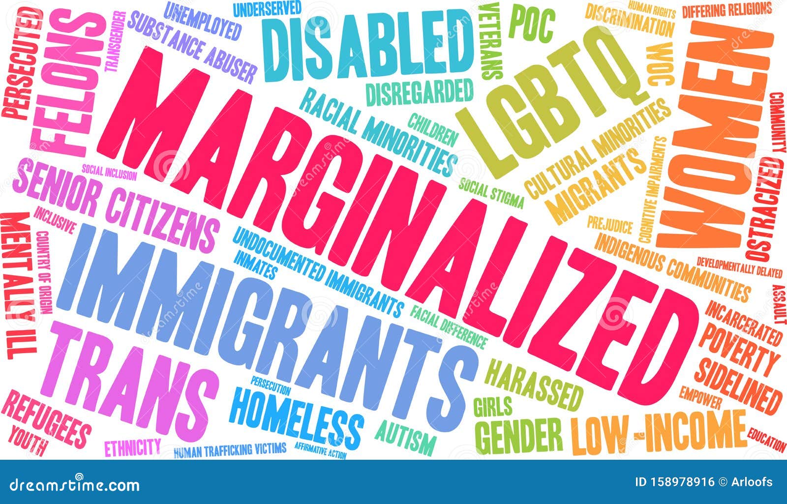 Marginalized Word Cloud stock vector. Illustration of community - 158978916