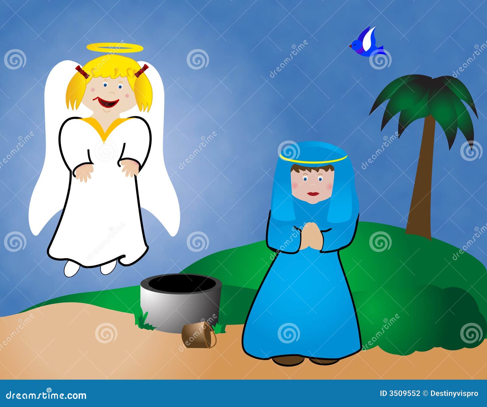 Maria y el ángel stock de ilustración. Ilustración de camino - 3509552