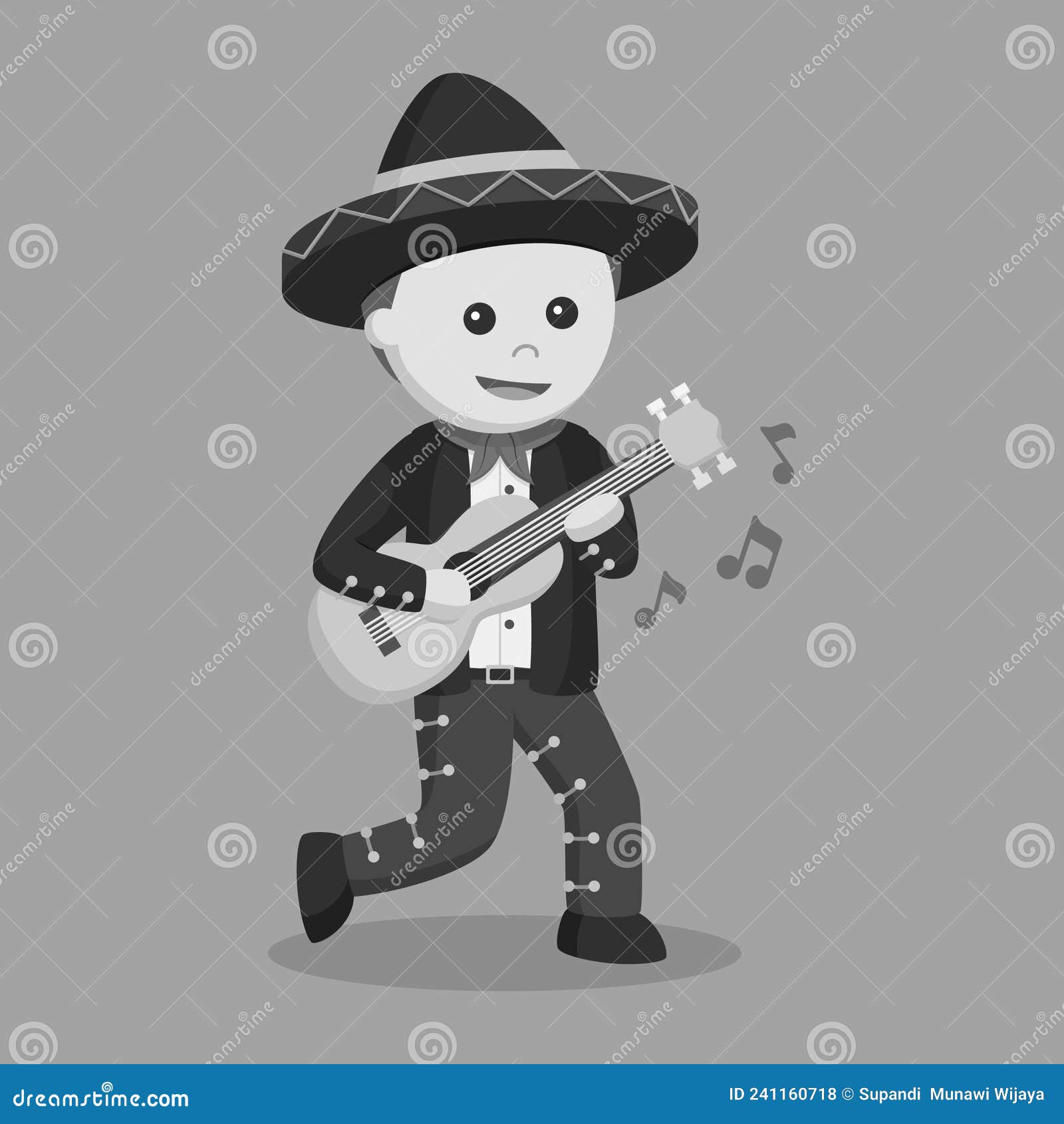 Mariachi Character Profession Design Vector Black and White Stock ...