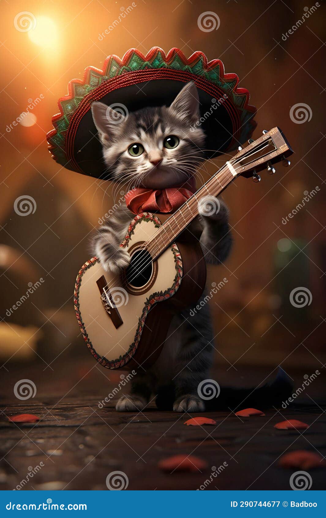 Mariachi Kitten in Studio Setting. Generative AI Stock Illustration ...
