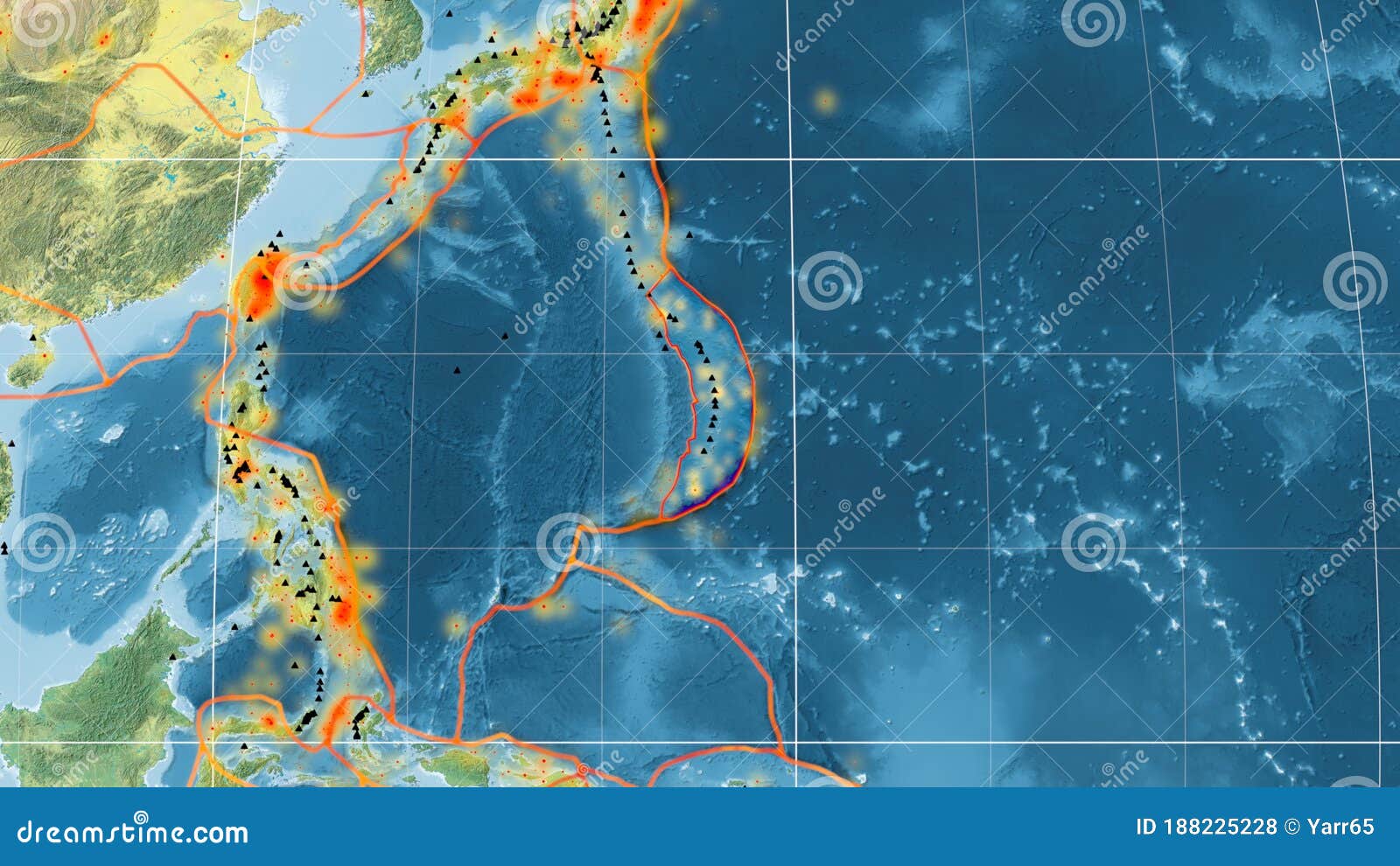 Mariana Plate Outlined, Mollweide Projection - Topographic Stock ...