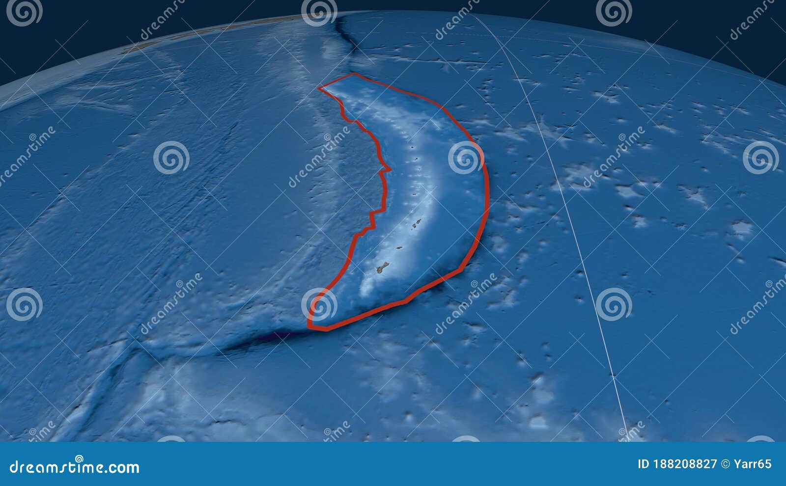 Mariana Plate Outlined - Topo and Bathy Stock Illustration ...