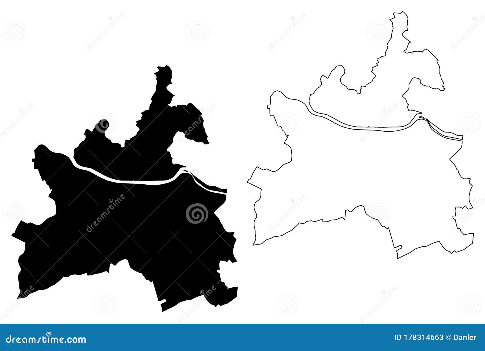 Maribor City Republic of Slovenia Map Vector Illustration, Scribble ...