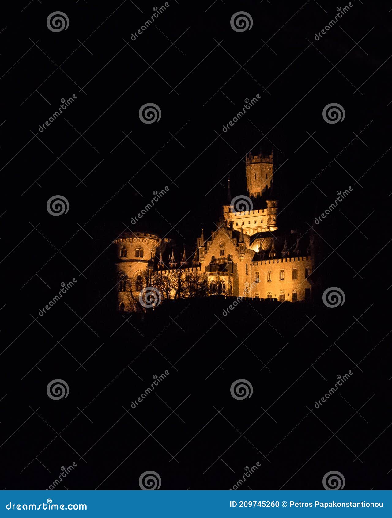 Marienburg Castle at Night. Lit by Lights. Night View of German Castle ...