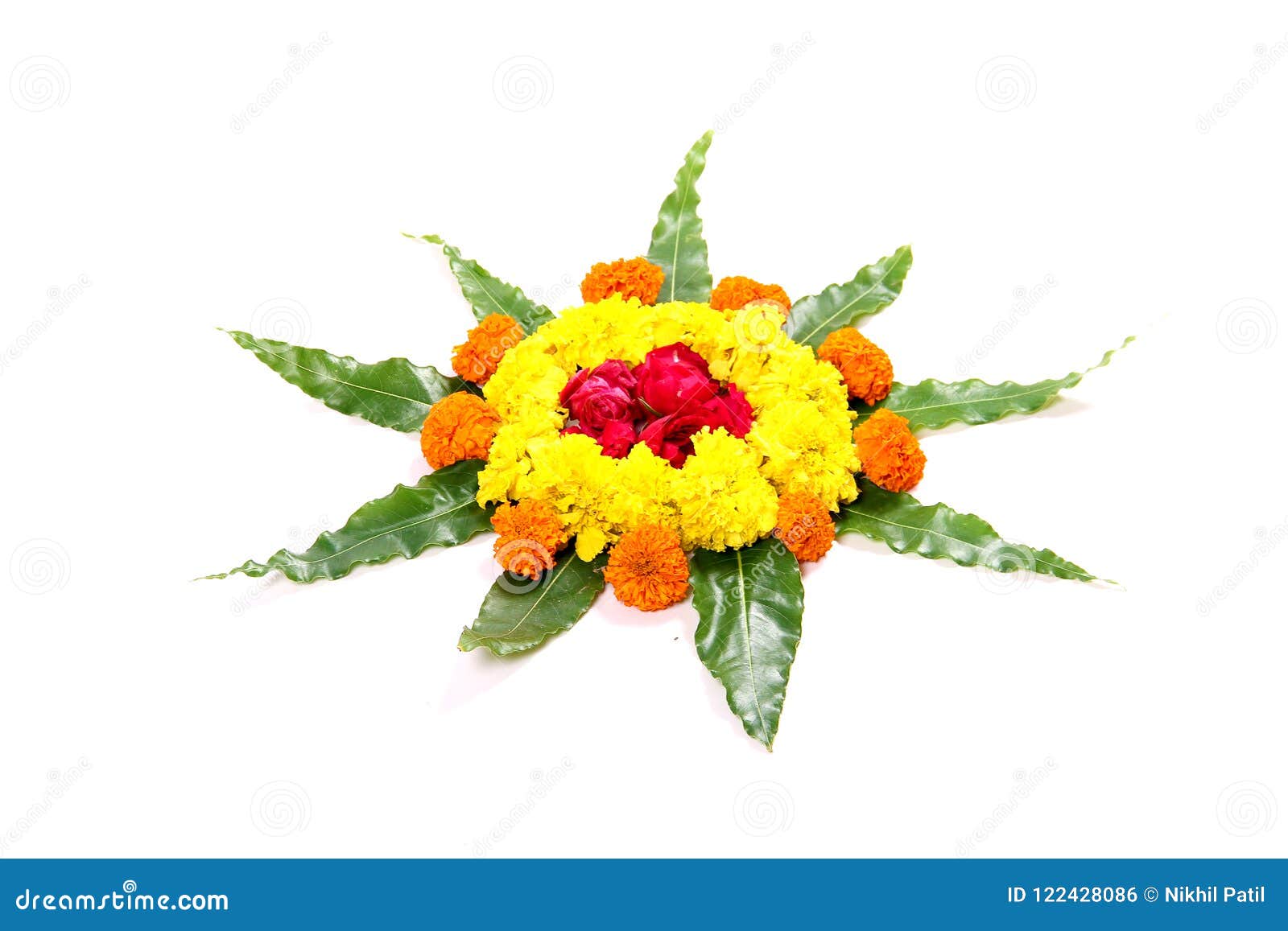Marigold Flower Design , Marigold Flower Rangoli Design Stock Photo ...