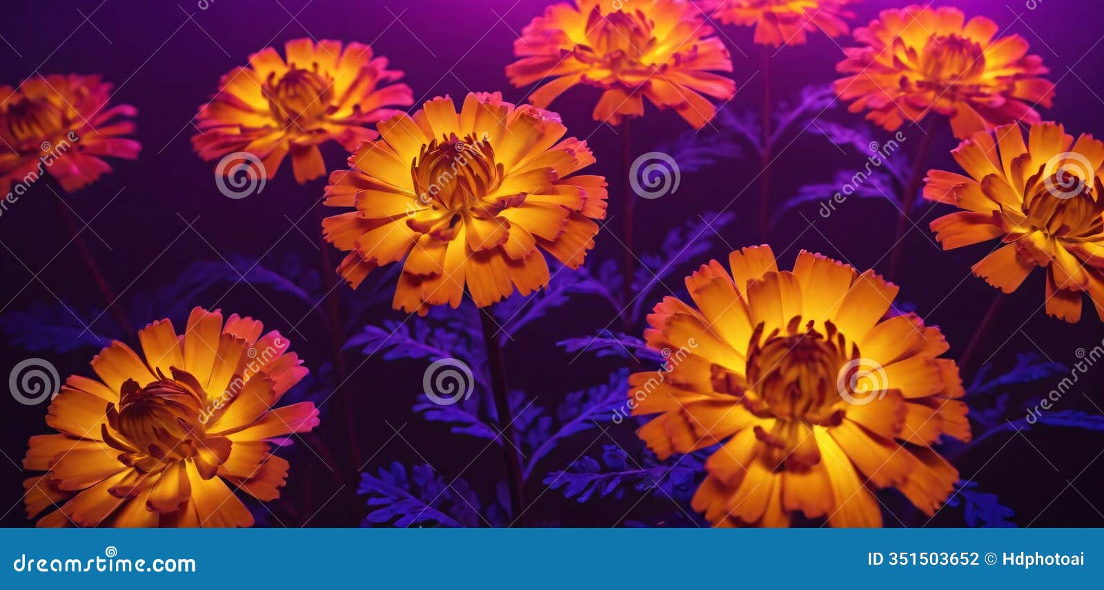 Marigold Flower Neon Glowing Wallpaper Image Stock Illustration ...