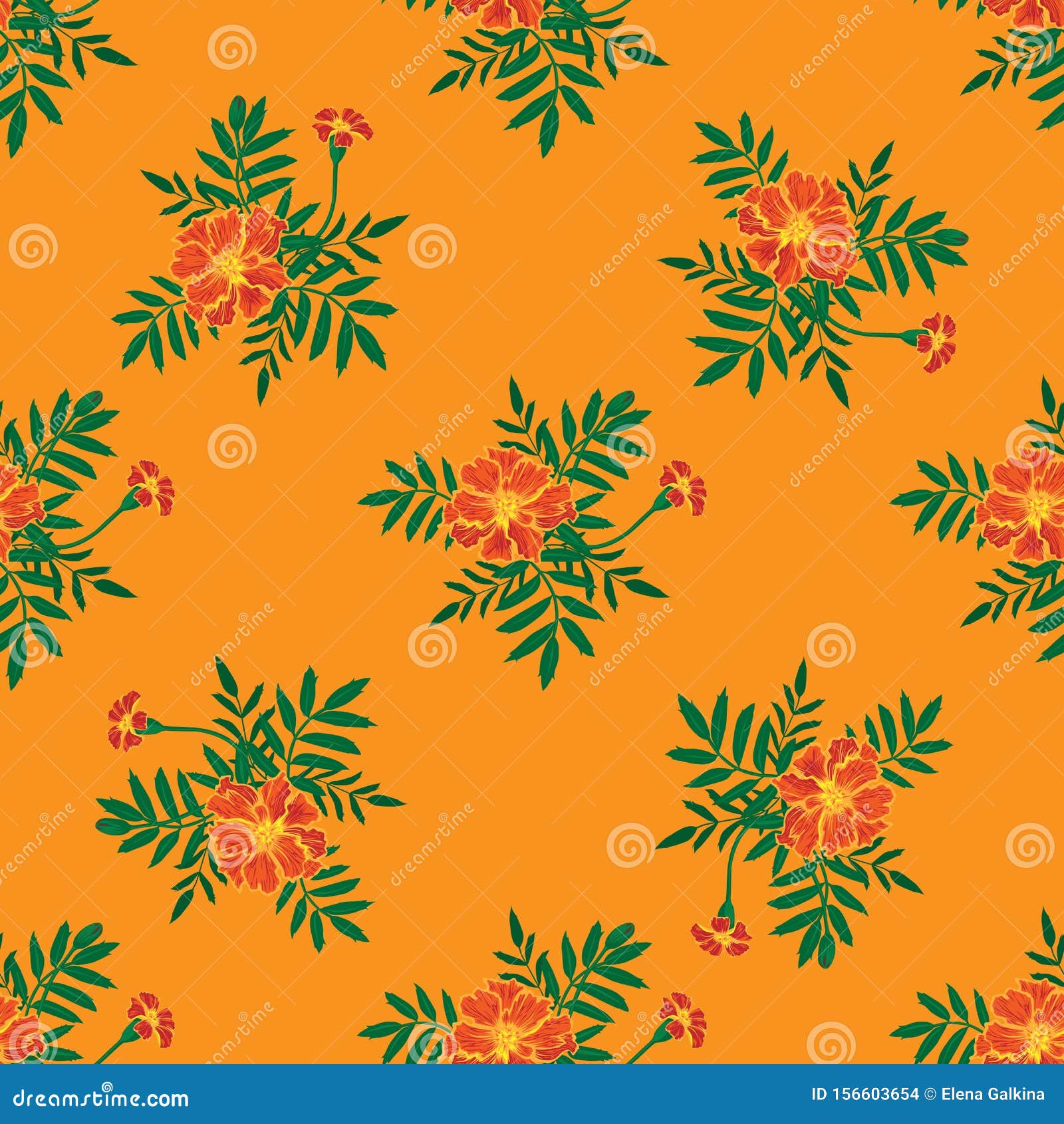 Marigold flower pattern stock vector. Illustration of elegant - 156603654