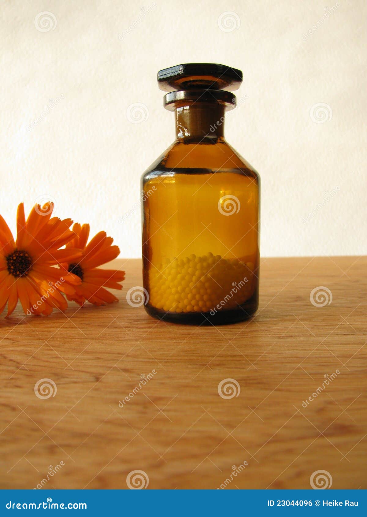Marigold Flowers and Homeopathic Pills in Bottle Stock Photo - Image of ...
