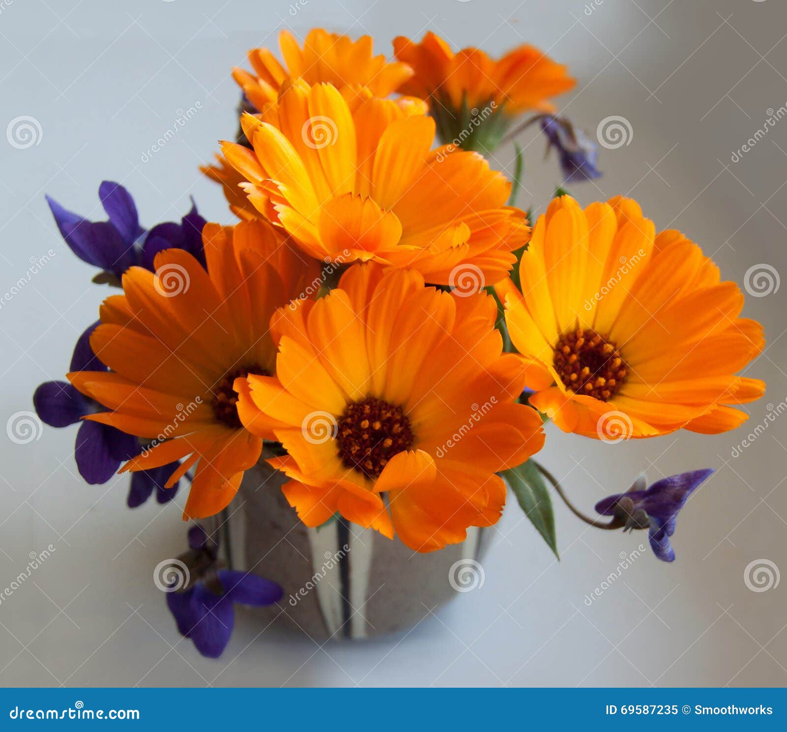 Marigold And Violet Bouquet Royalty-Free Stock Photo | CartoonDealer ...