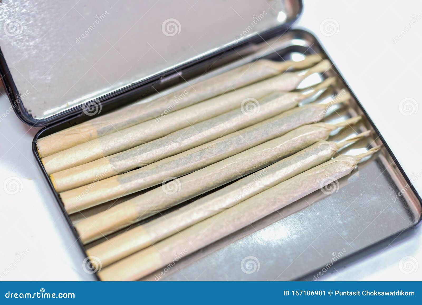 Marijuana Cannabis Joint in Cigarette Case Stock Image - Image of abuse ...