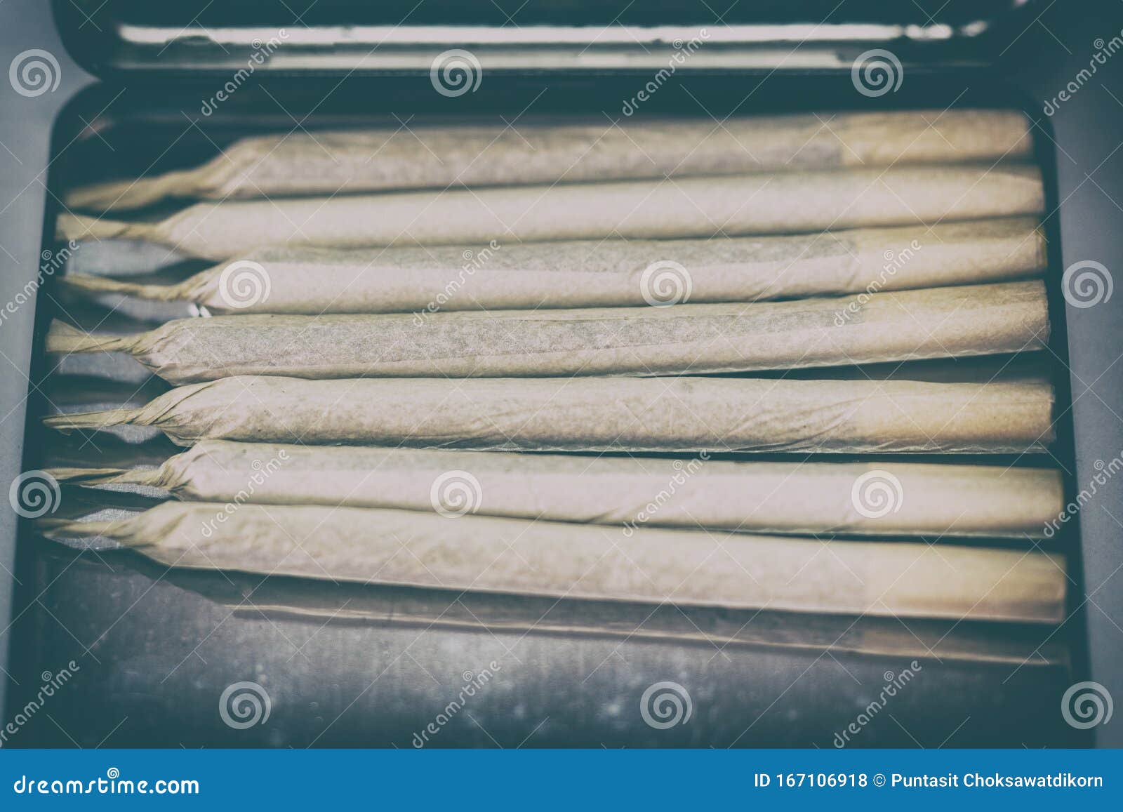 Marijuana Cannabis Joint in Cigarette Case Stock Photo - Image of ...