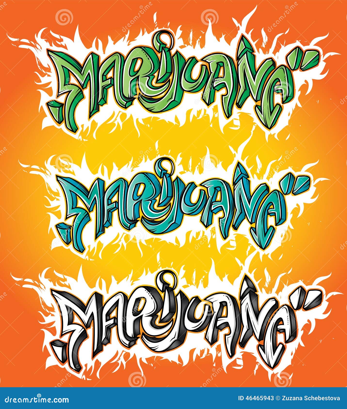 Marijuana Graffiti Text Design Drawing Stock Illustration ...