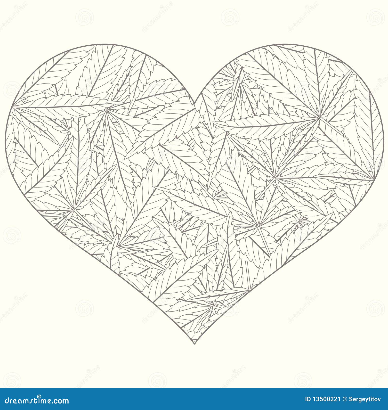 Marijuana in heart stock vector. Illustration of grass - 13500221
