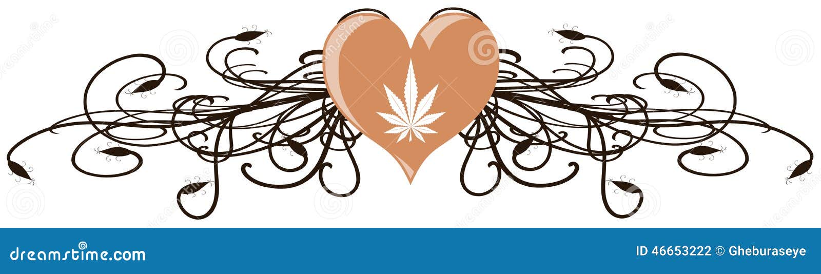 Marijuana Leaf on an Heart with Floral Fantasy Isolated Stock ...