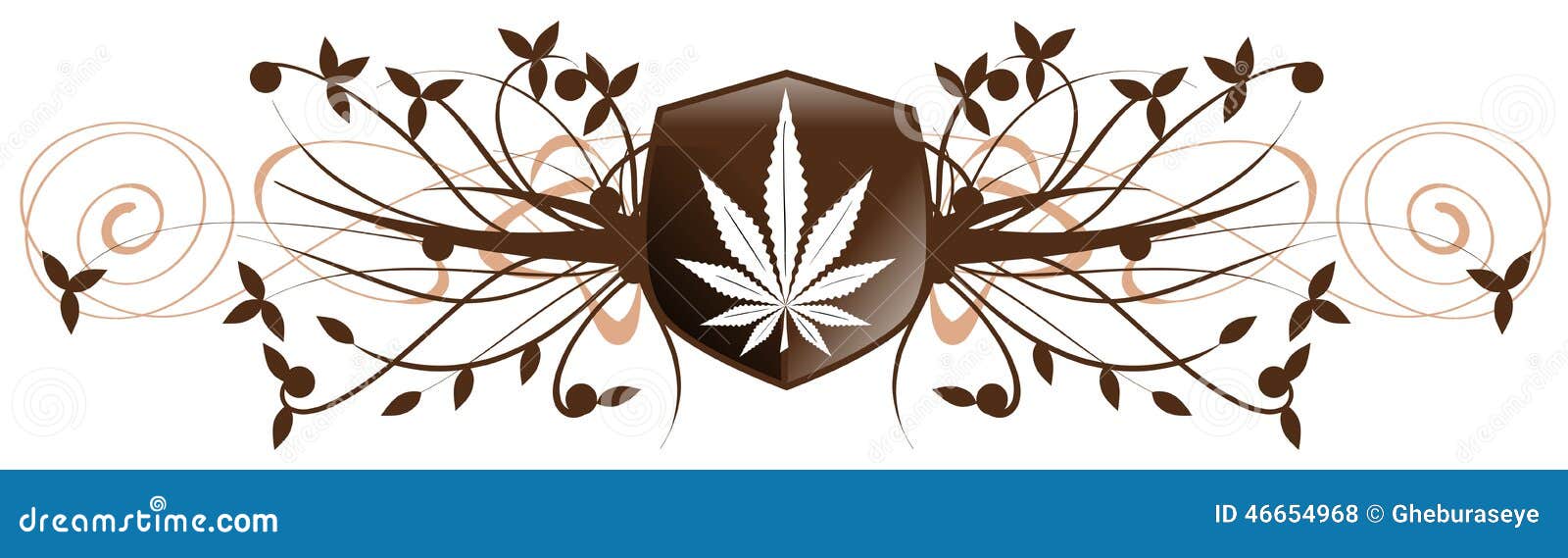 Marijuana Leaf on an Shield with Floral Fantasy Isolated Stock ...