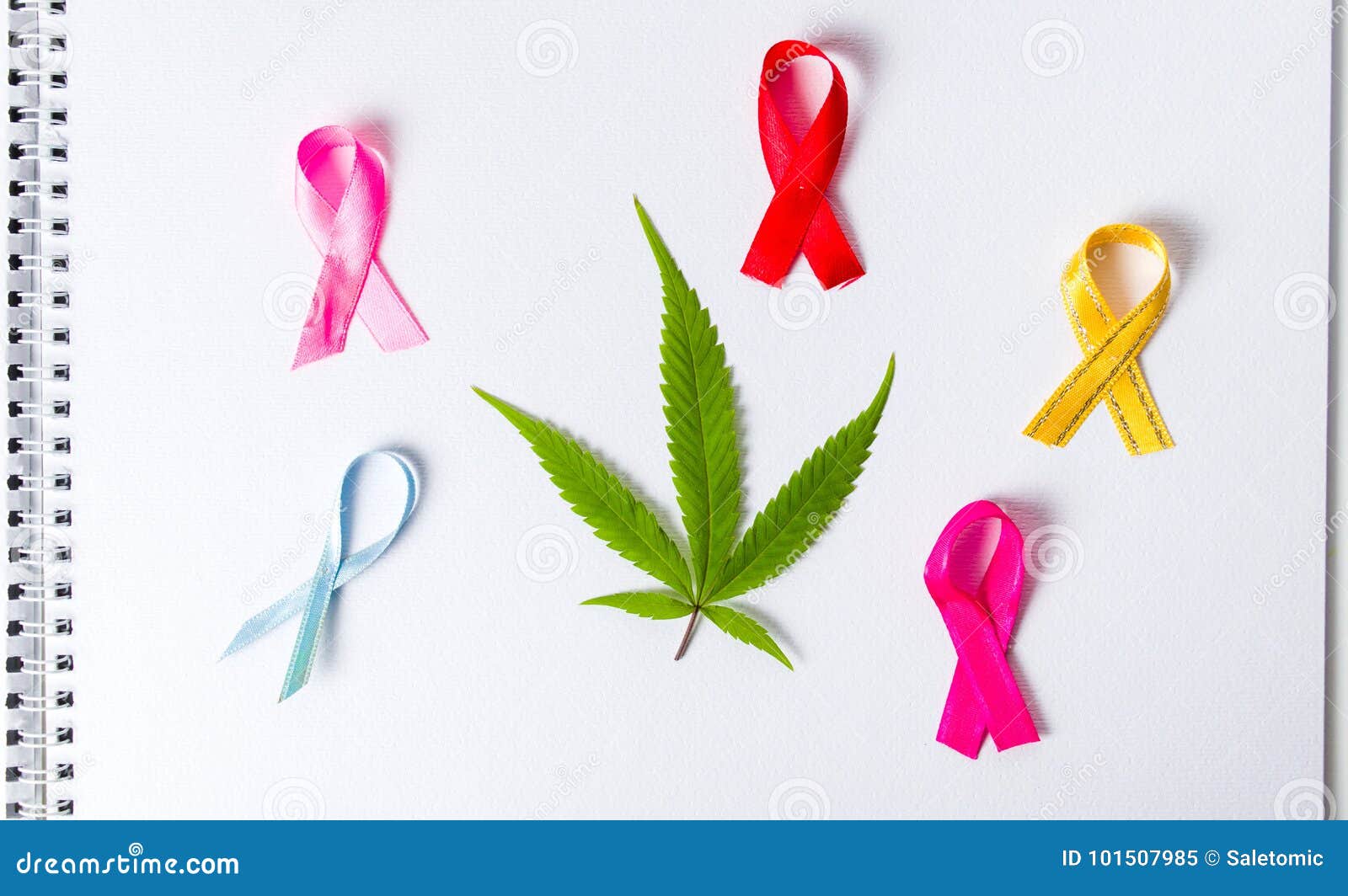 Marijuana Leafs with Cancer Awareness Symbols Stock Image - Image of ...