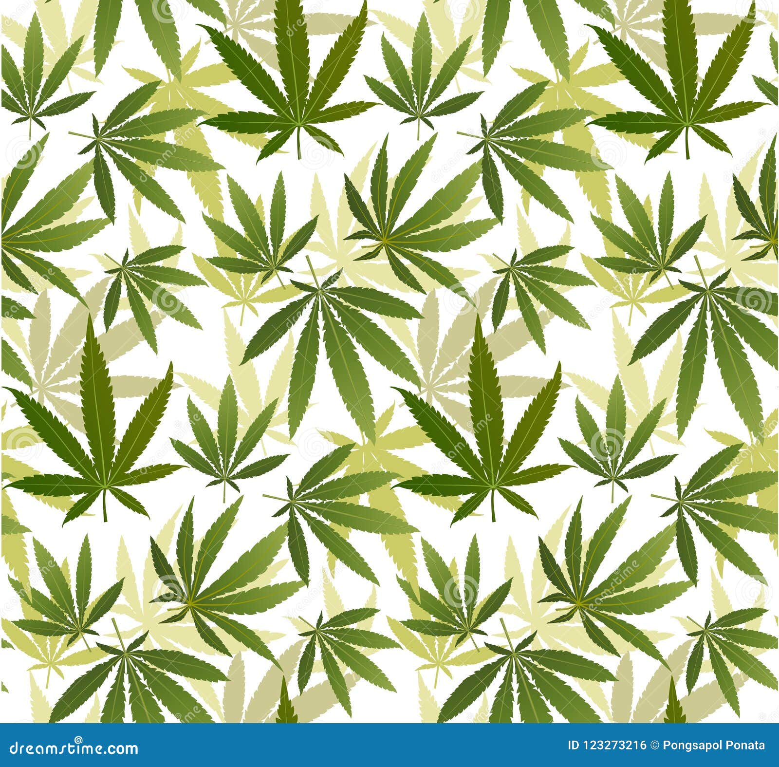 Marijuana Leaves and Silhouette Seamless Pattern. Stock Illustration ...