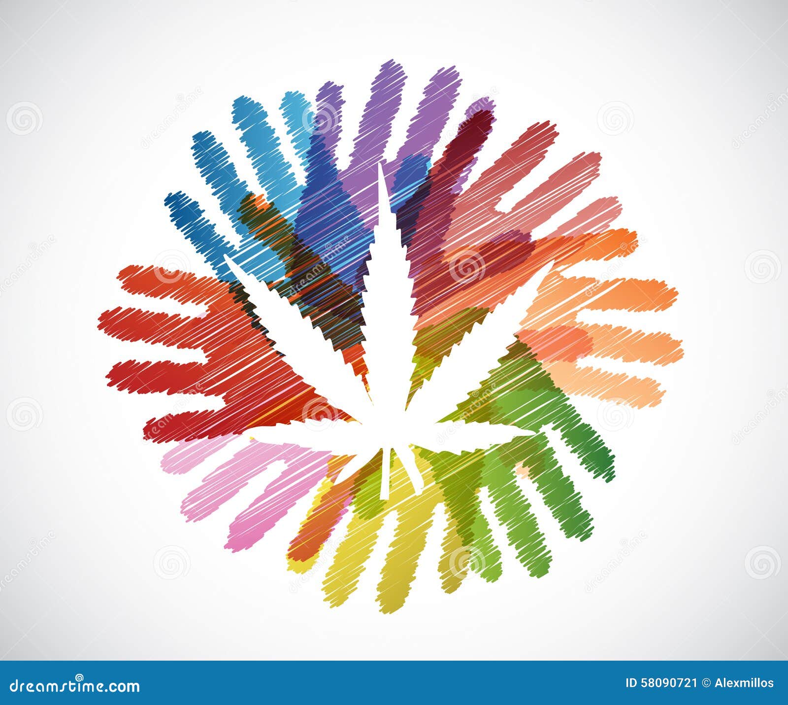 Marijuana Plant Over Diversity Hands Circle Stock Illustration ...