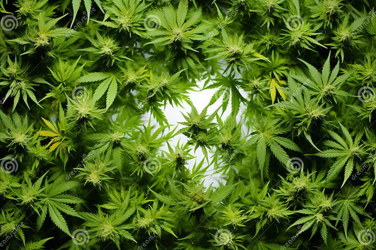 Marijuana-themed Empty White Frame with Green Leaves Backdrop for Text ...