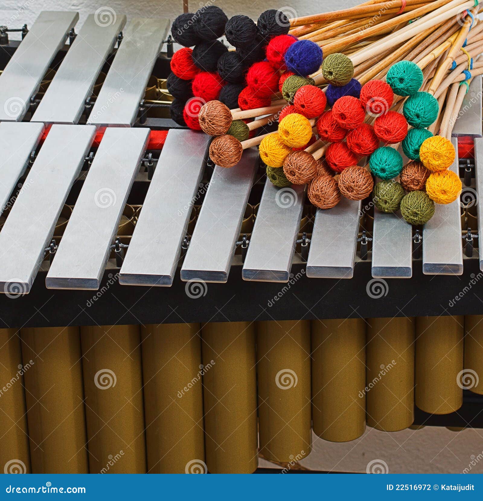 Marimba with Coloured Mallets Stock Photo - Image of wood, percussion ...