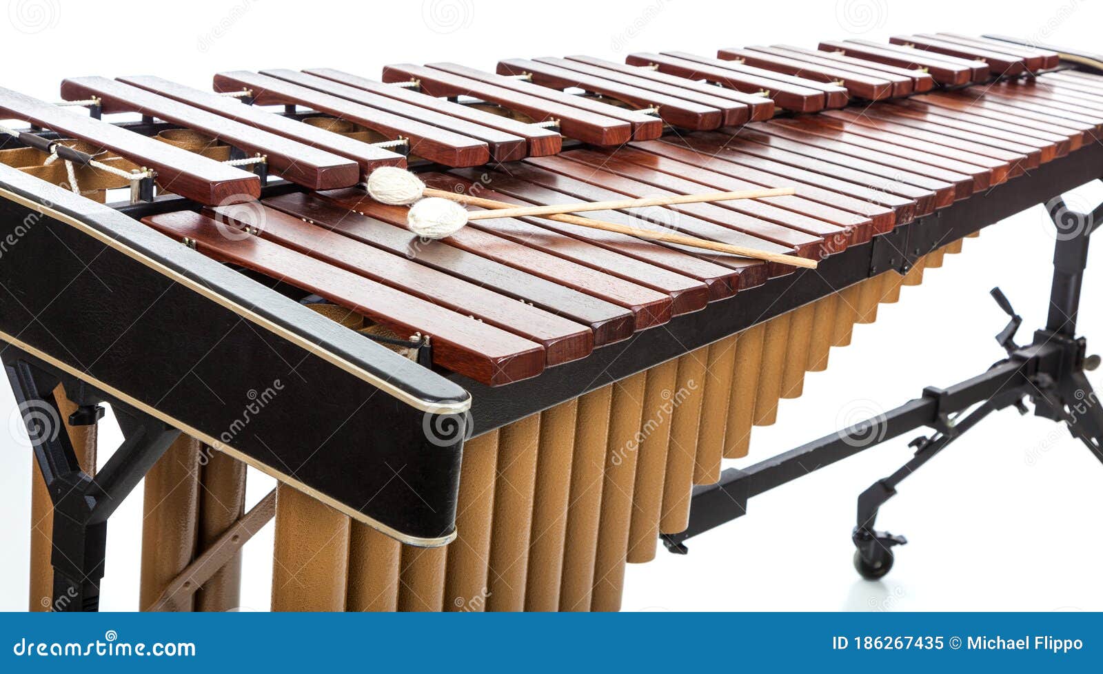 A Marimba with Mallets on White Stock Image - Image of brown ...